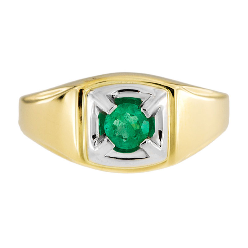 Mens Solitaire Emerald Ring - Emeralds International LLC.